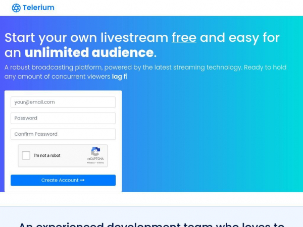 Telerium.tv - Start your own livestream free and easy